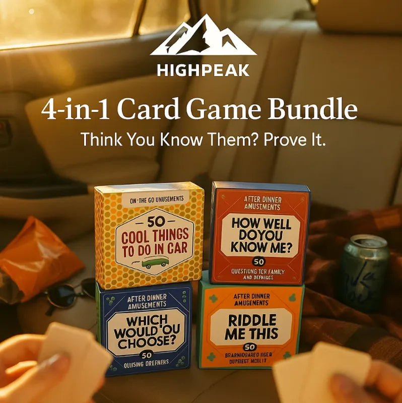 HighPeak 4-in-1 Card Game Bundle – 200 Cards for Family, Travel & Fun