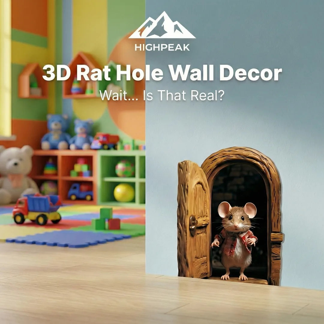 HighPeak 3D Rat Hole Wall Sticker – Cute Animal Peeking Home Decor