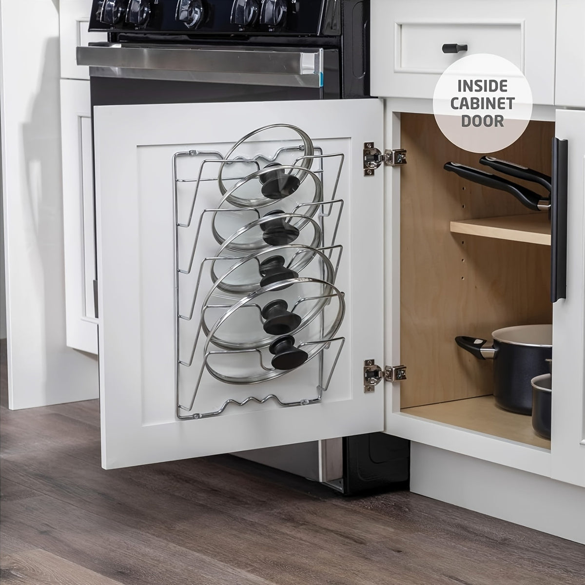 HighPeak Pot Lid Organizer Rack Stainless Steel Space-Saving Kitchen