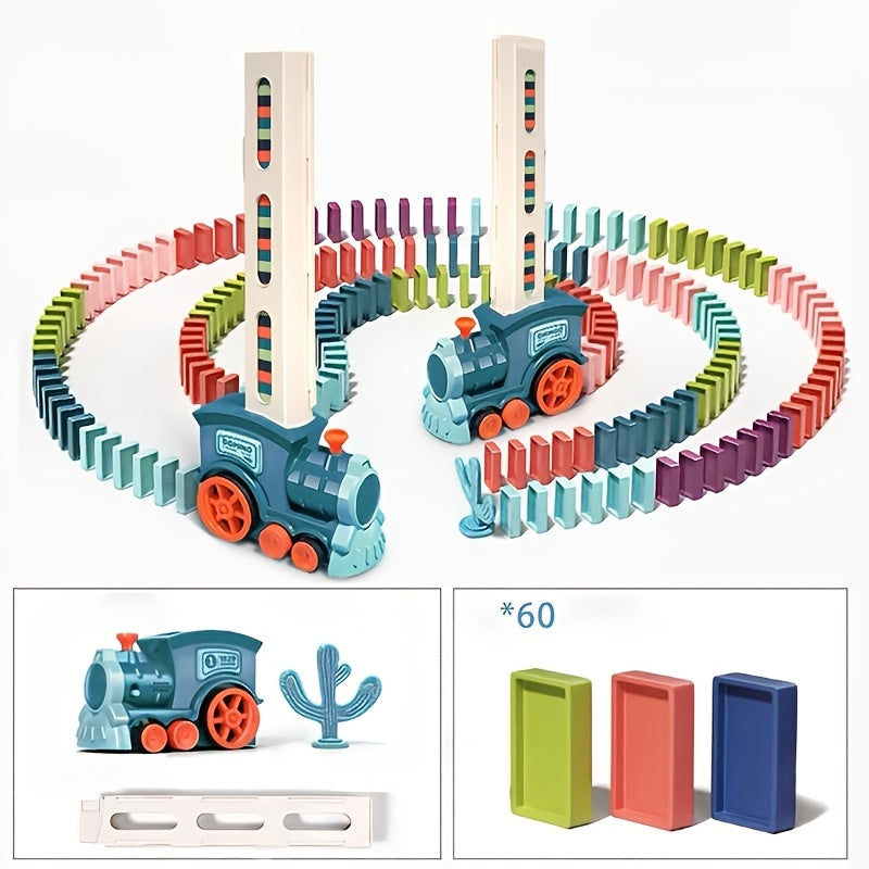 HighPeak Domino Train Set Toy with Automatic Block Dispensing for Kids