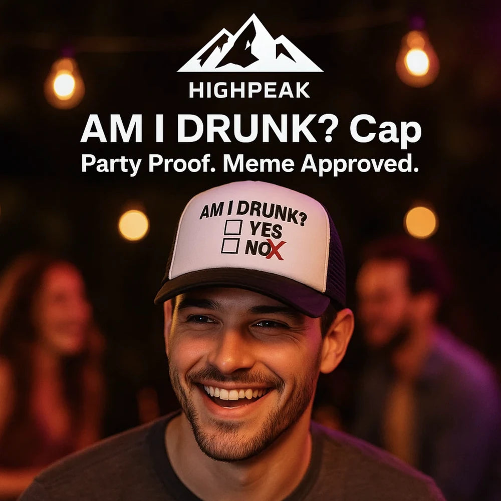HighPeak AM I DRUNK? Glow-in-Dark Trucker Hat – Adjustable Mesh Cap
