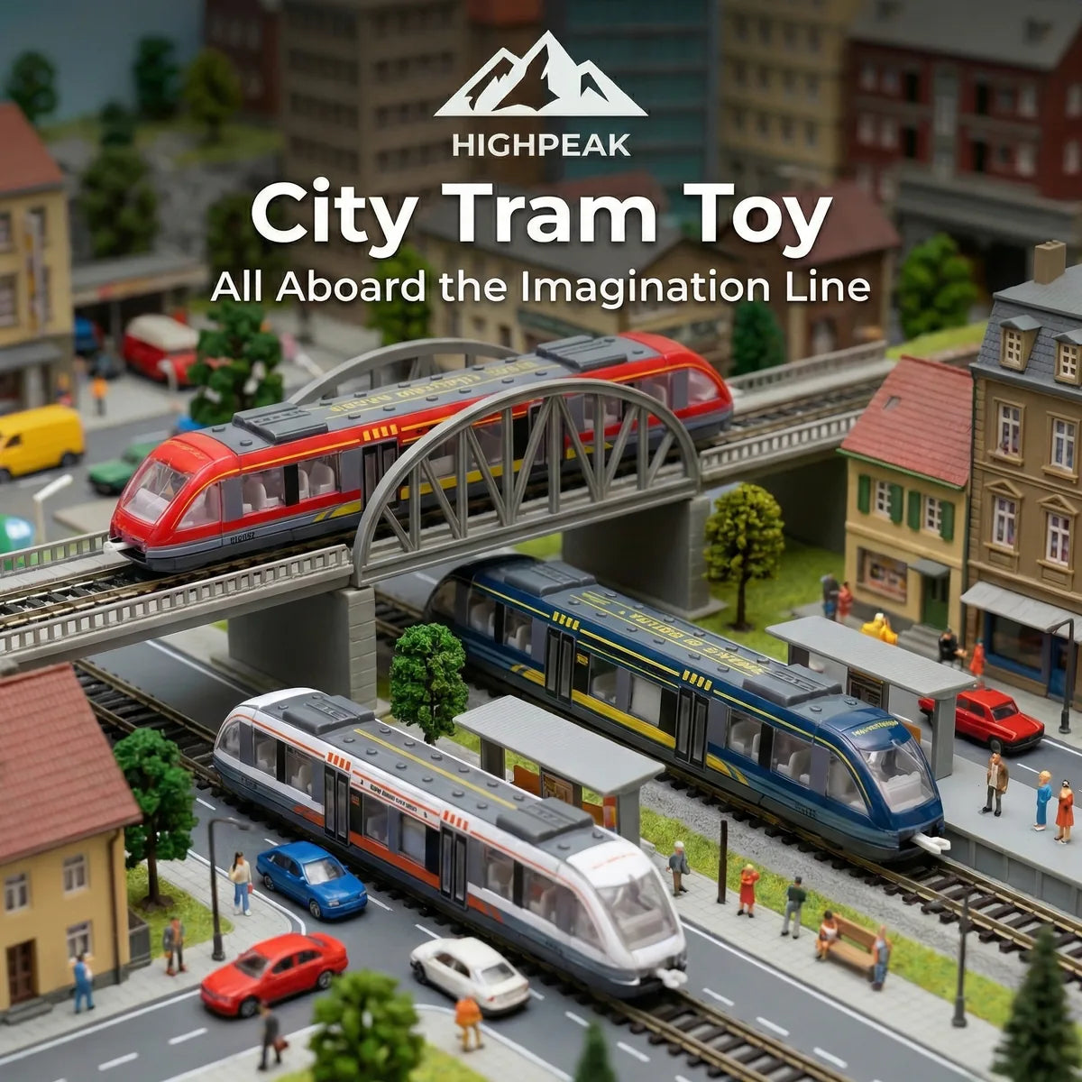 HighPeak City Tram Toy – Realistic Urban Rail Model for Kids