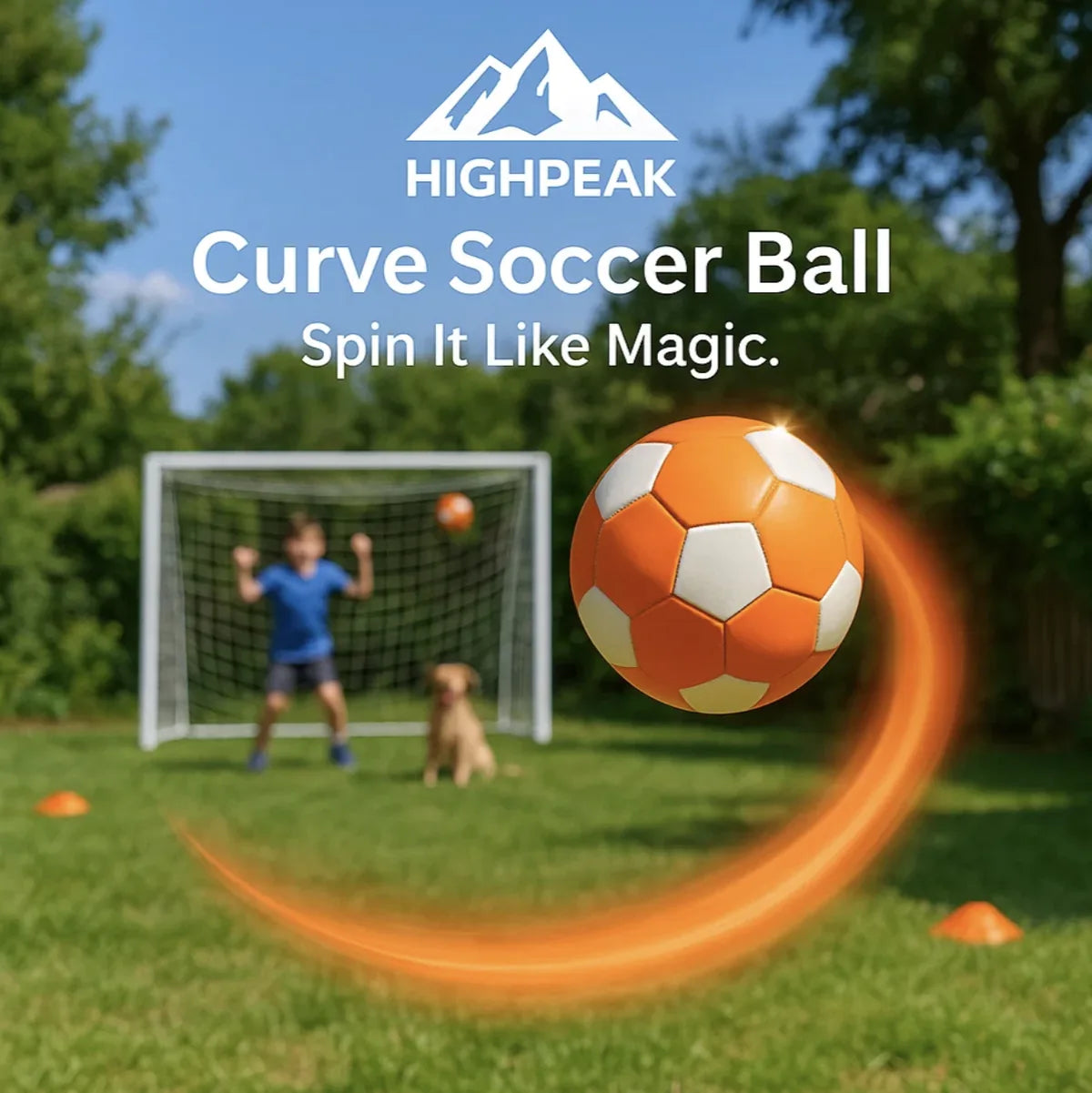 HighPeak Curve Soccer Ball for Kids – Swerve Football Toy for Outside