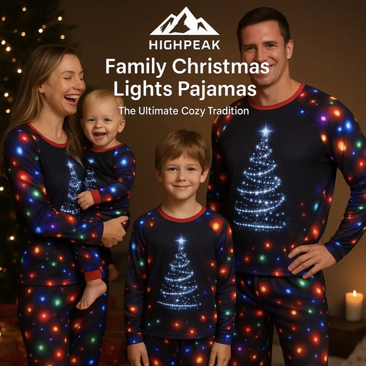 HighPeak Christmas Lights Pajamas – Matching Family Holiday Sleepwear