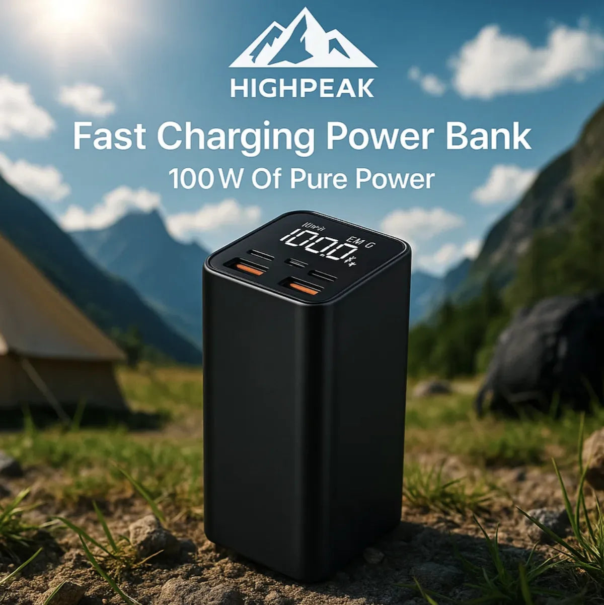 HighPeak 100W Fast Charging Power Bank – 40,000mAh for Laptop & Phone