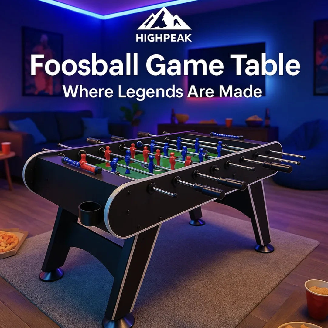 HighPeak Foosball Game Table – Full-Size Table Soccer w/ Drink Holders
