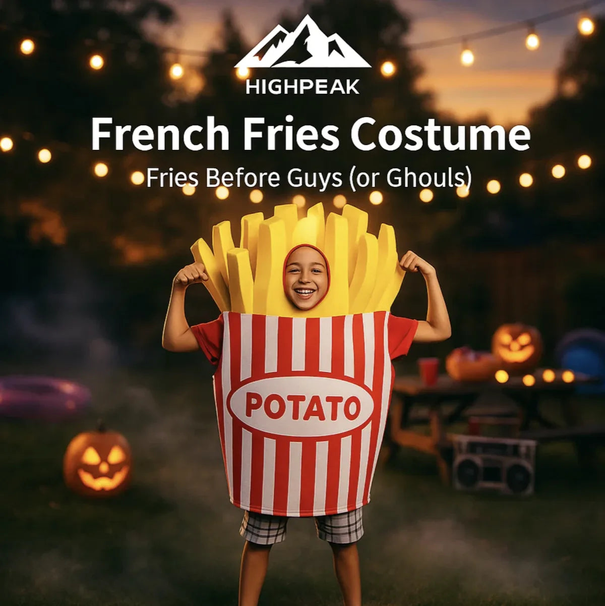HighPeak French Fries Costume – Funny Halloween Snack Outfit Duo