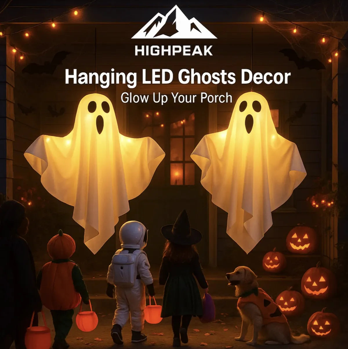Hanging LED Ghosts Decor | HighPeak