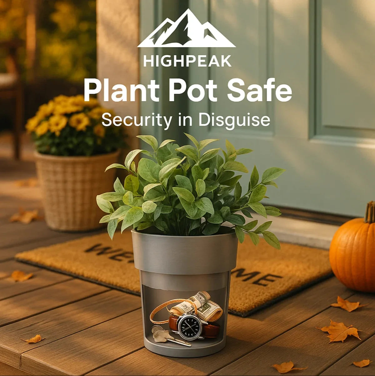 HighPeak Plant Pot Safe – Hidden Storage Stash Box with Lock & Remote