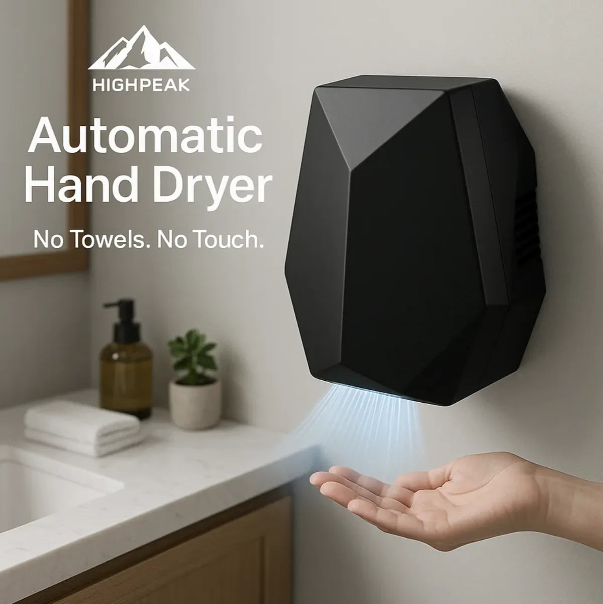 HighPeak Automatic Commercial Hand Dryer – Warm Air Sensor Wall Mount