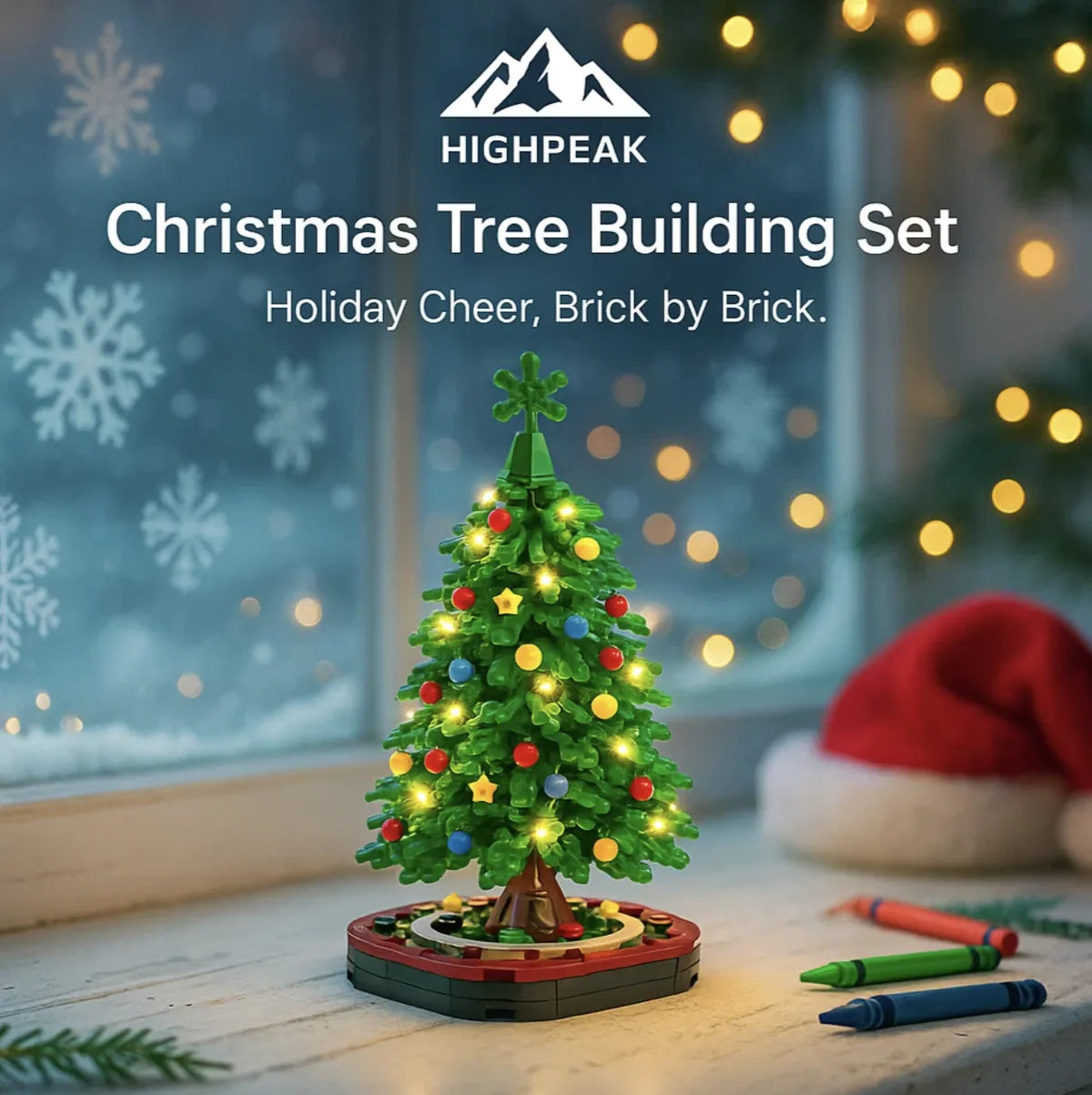 HighPeak Christmas Tree Building Set – 377PCS DIY LED Holiday Decor