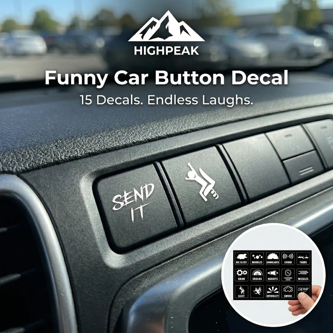 HighPeak Car Button Stickers | Funny Dashboard Switch Decals