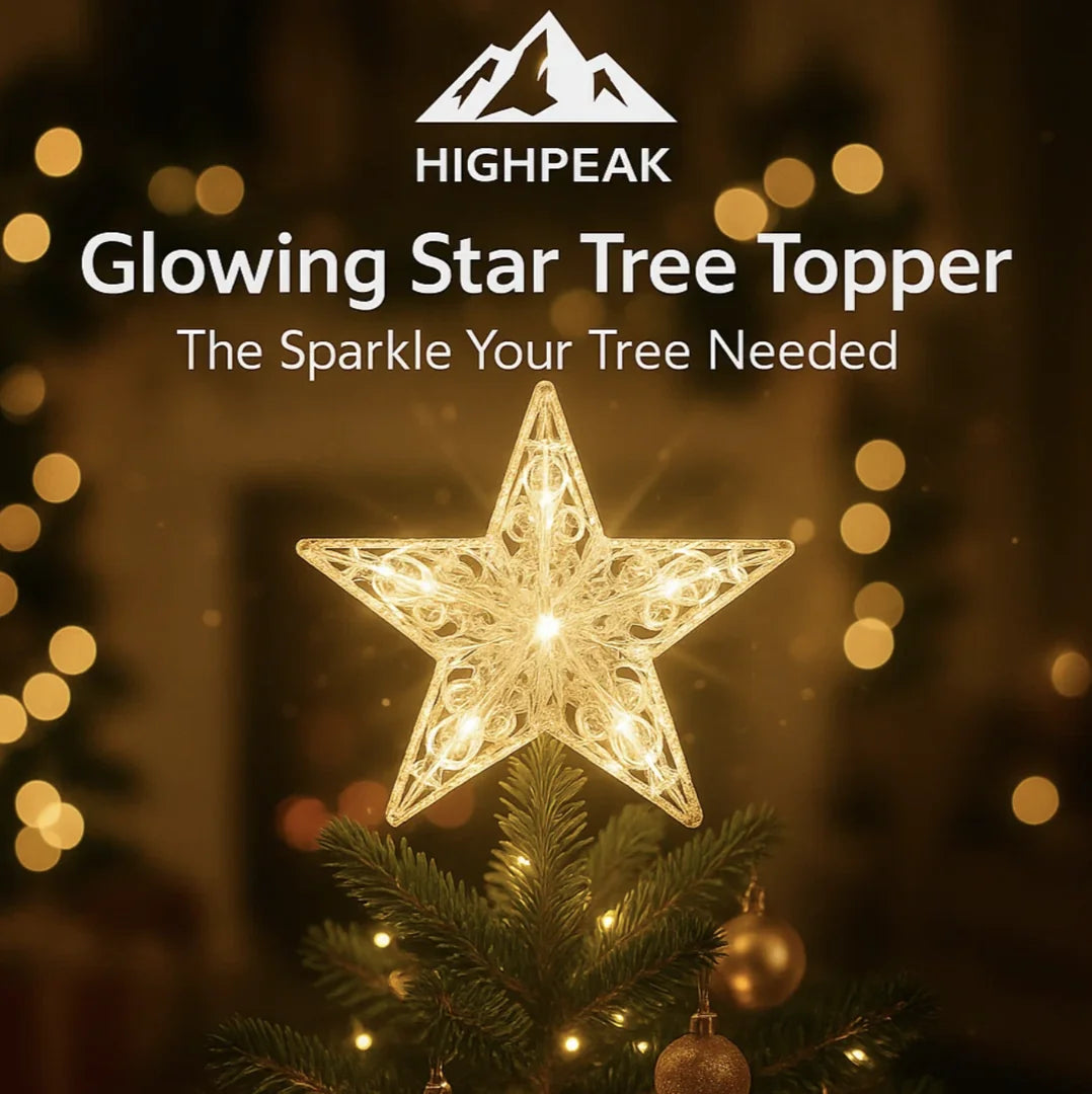 HighPeak LED Star Tree Topper – Light-Up Clear Christmas Ornament
