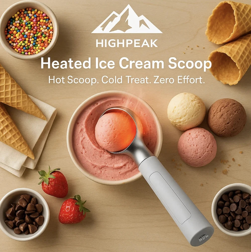 HighPeak Heated Electric Ice Cream Scoop – Rechargeable w/ LED Display