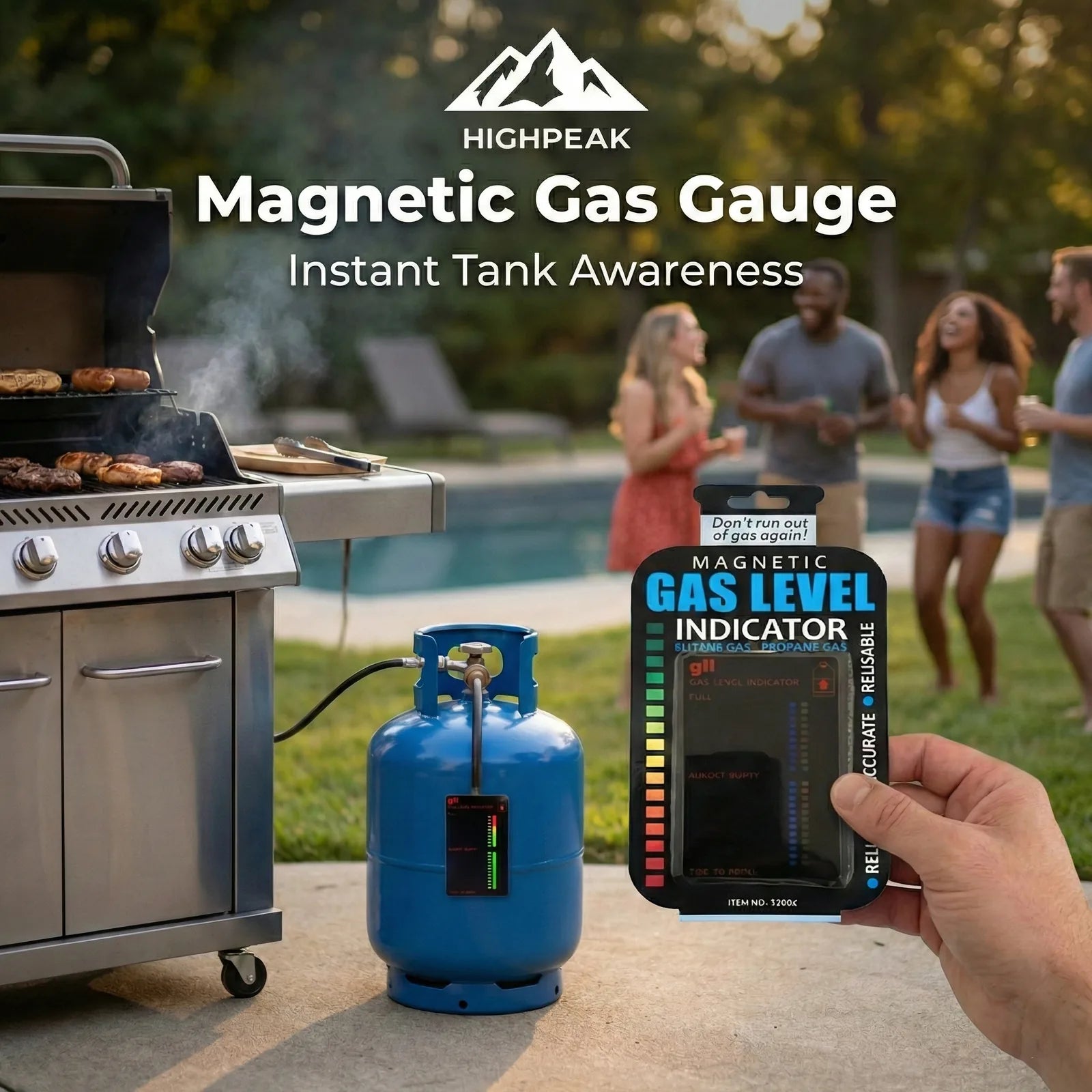 HighPeak Magnetic Gas Gauge Propane LPG Tank Level Indicator