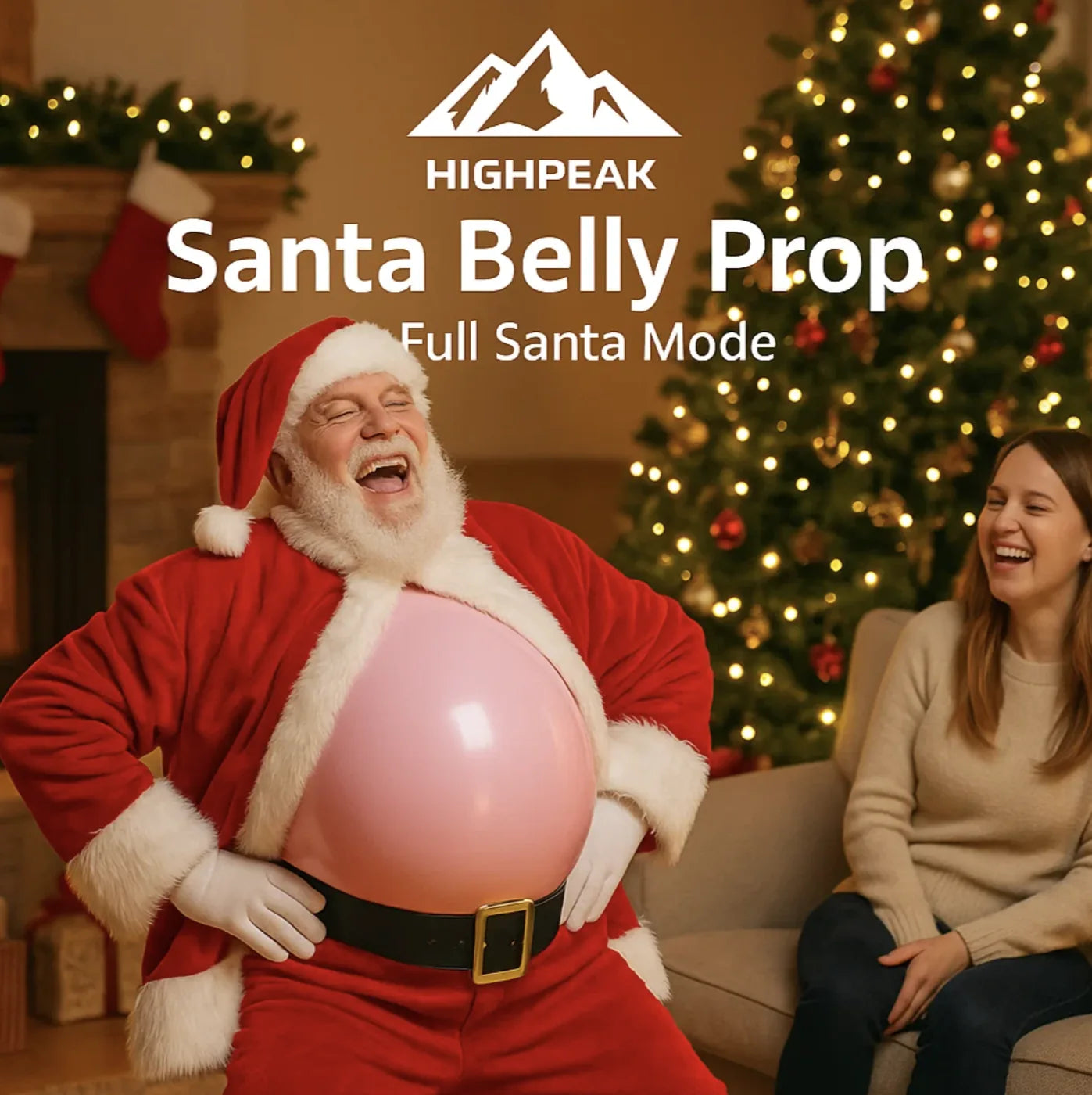 HighPeak Inflatable Santa Belly – Funny Costume Prop for Xmas & Party
