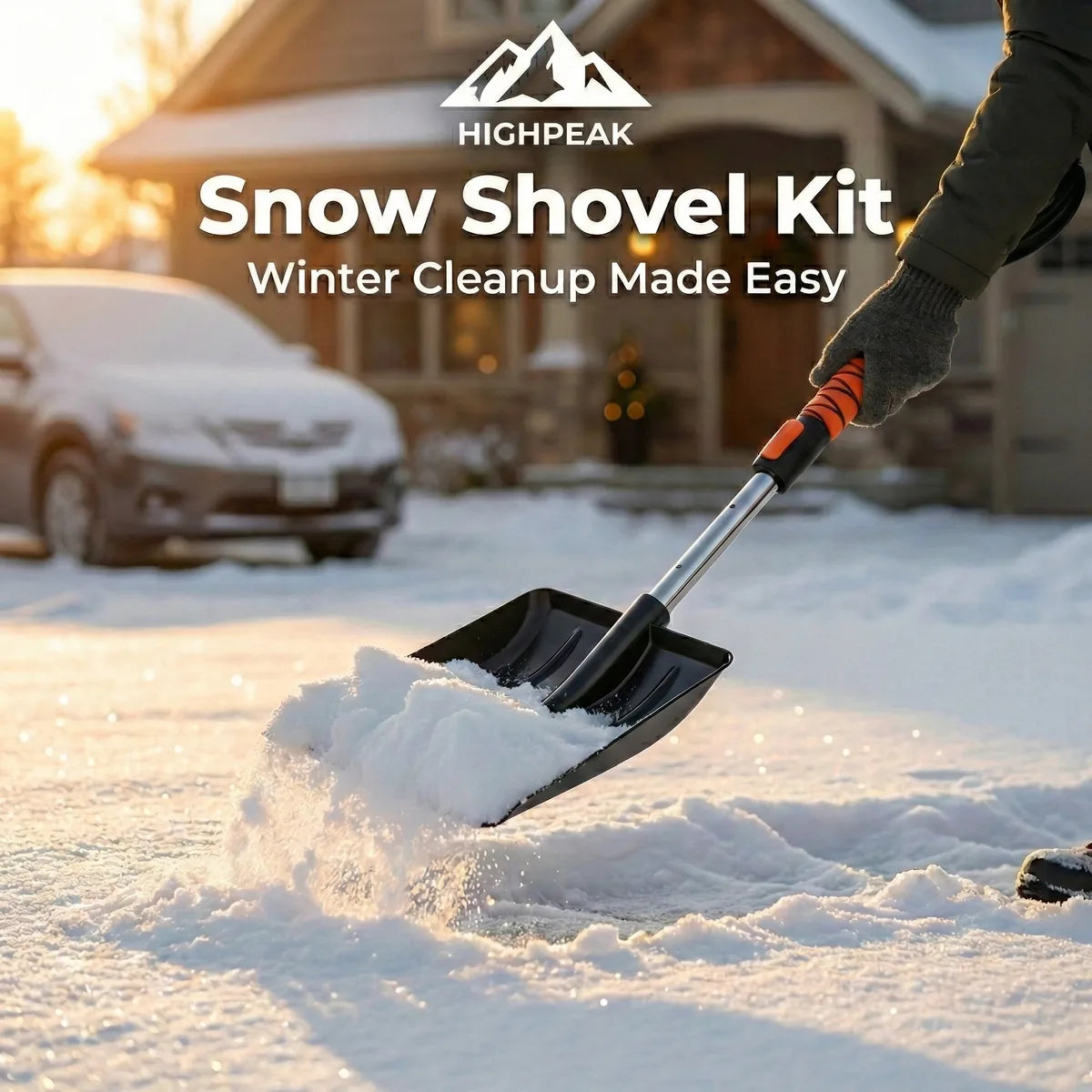 HighPeak Snow Shovel Kit with Ice Scraper & Pivot Brush Head