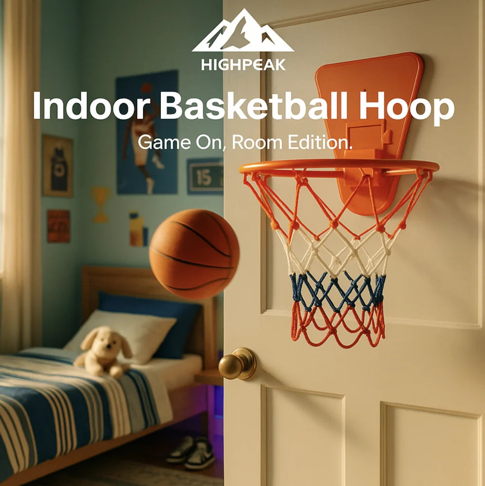 HighPeak Indoor Basketball Hoop with Mute Ball for Kids Training Fun