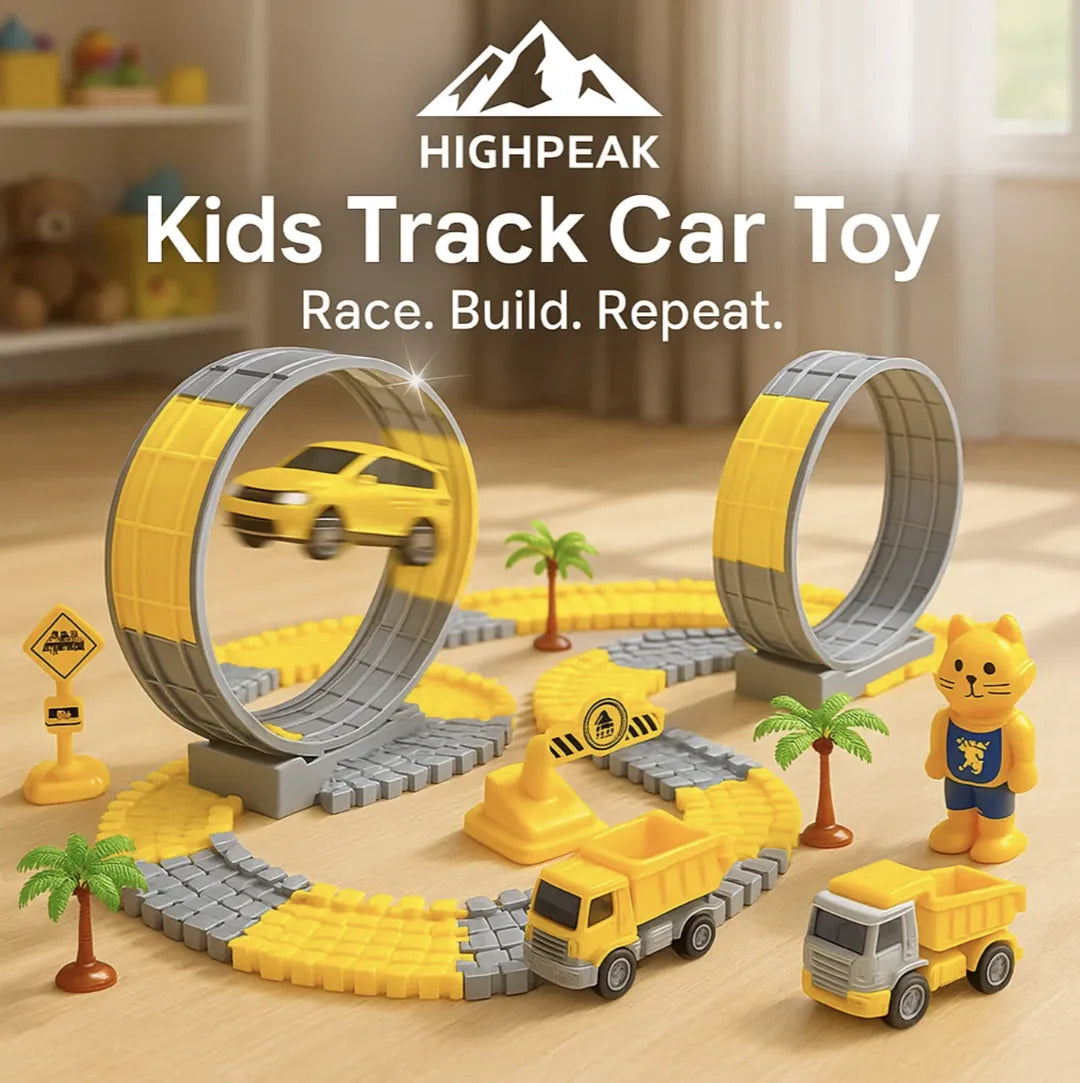HighPeak Kids Track Car Toy – Flexible Electric Racing Adventure