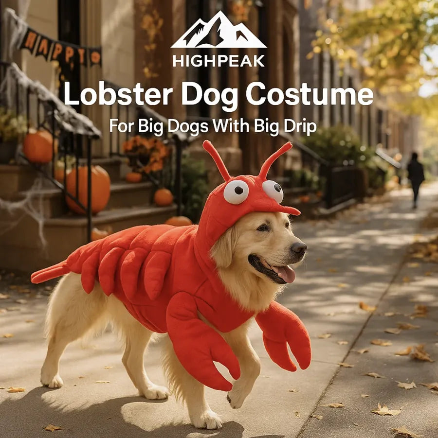 HighPeak Lobster Dog Costume | Funny Halloween Outfit for Cats & Dogs