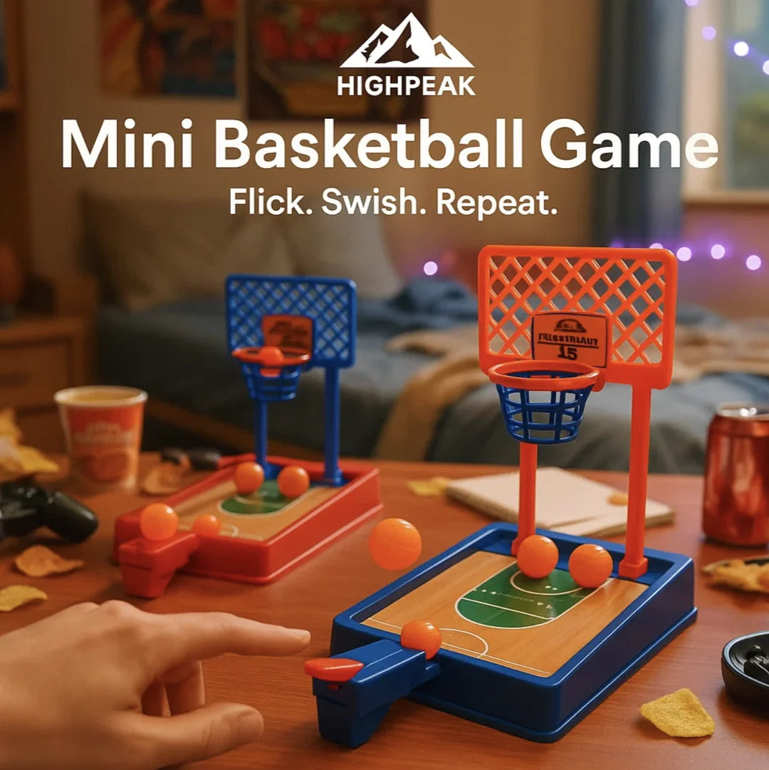 HighPeak Mini Basketball Game – Desktop Travel Sports Toy Set