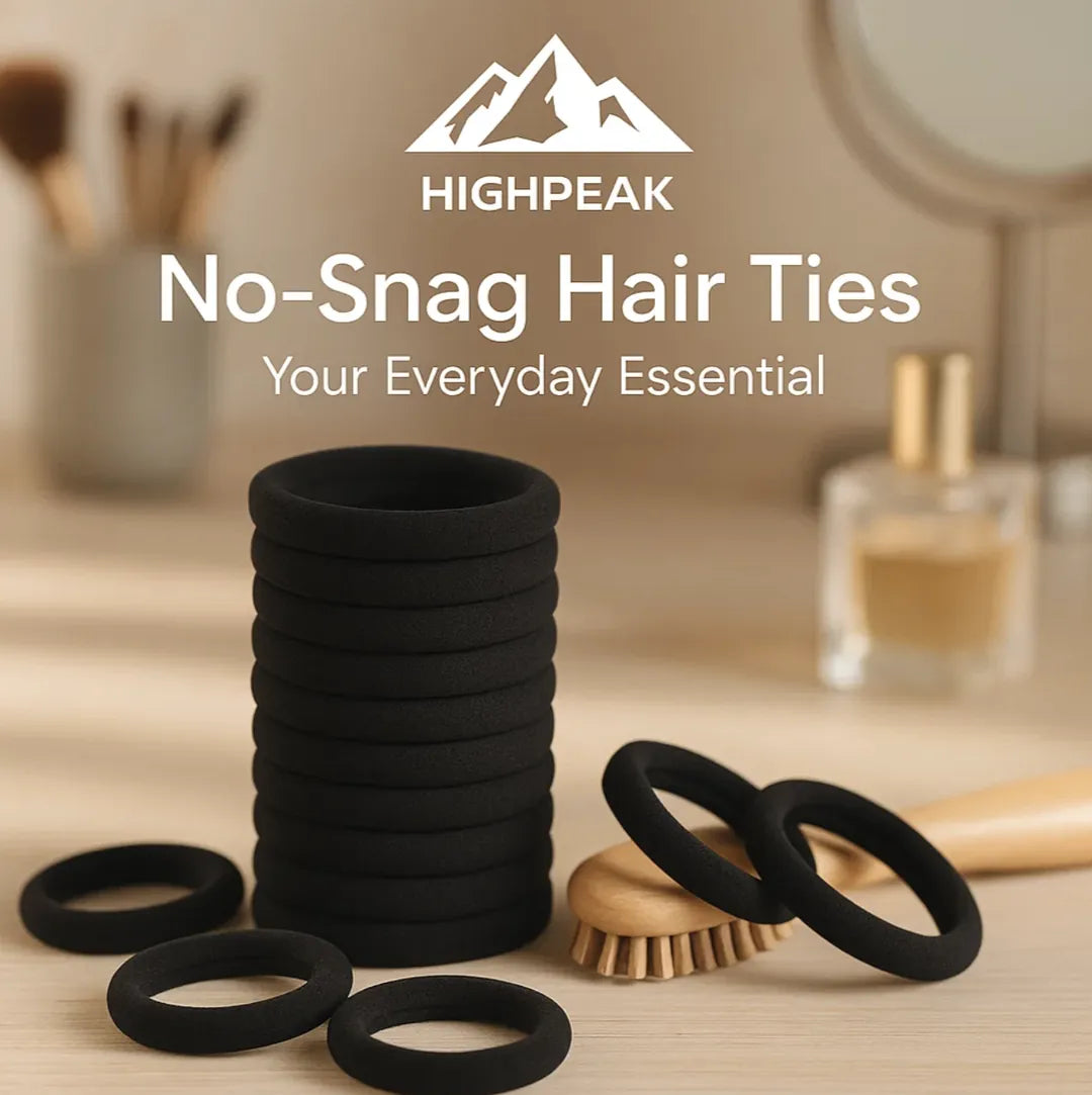 HighPeak No-Snag Hair Ties | 50/100-Pack Soft Elastic Ponytail Bands