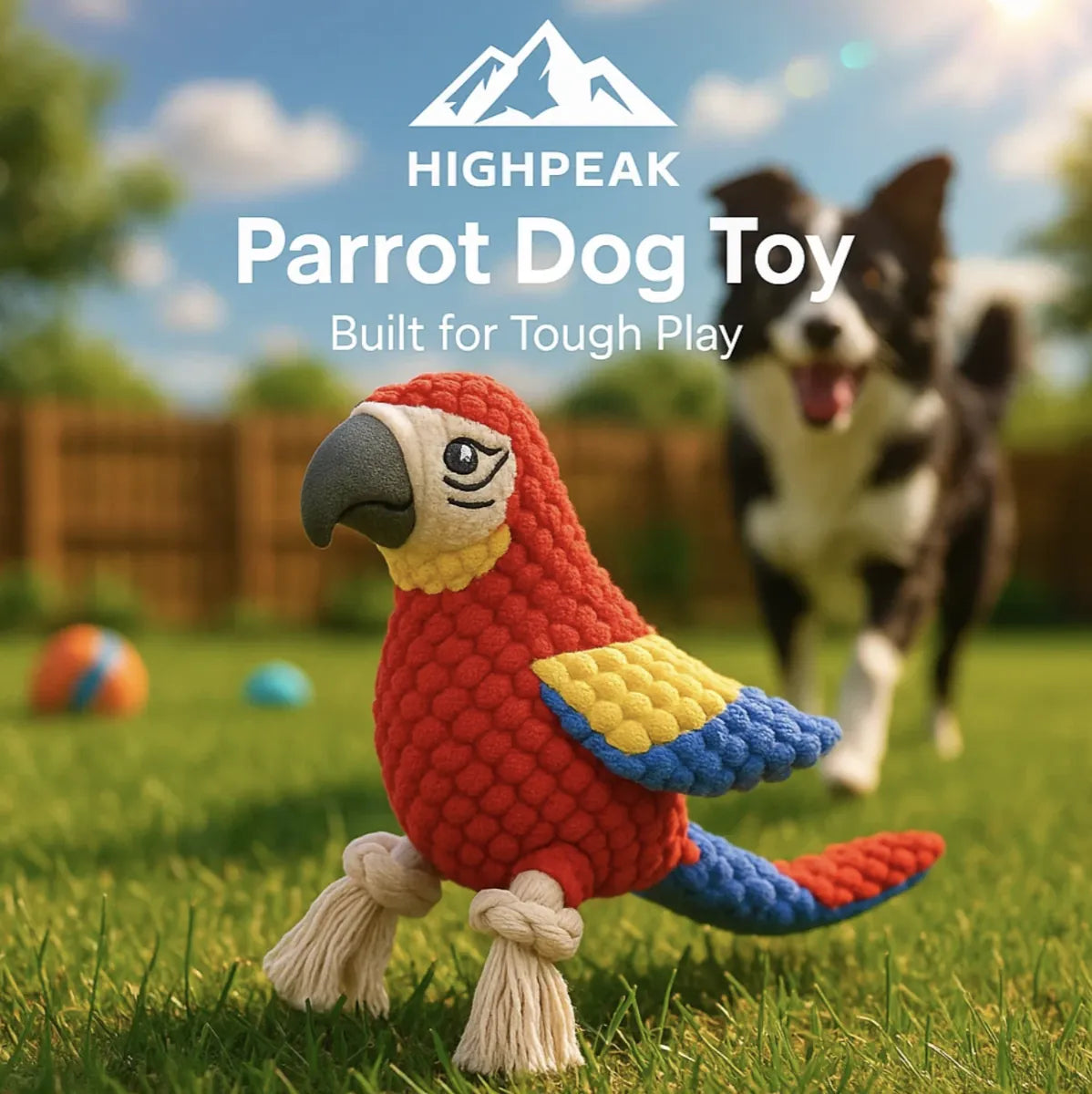 HighPeak Parrot Dog Toy Indestructible Plush with Squeaker for Chewers