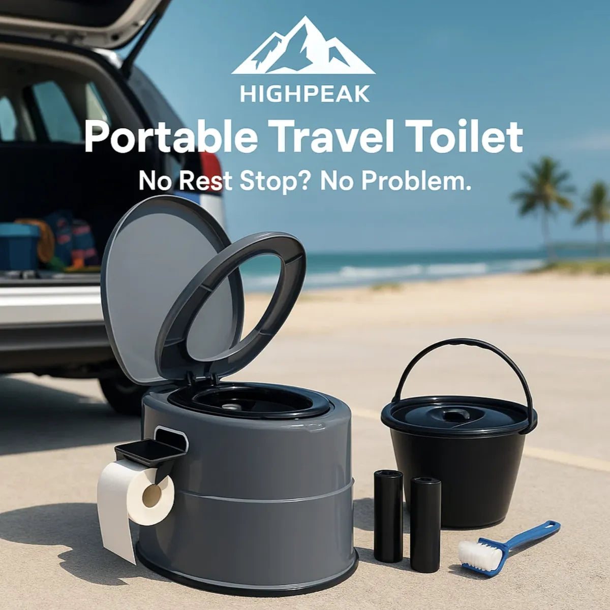 HighPeak Portable Travel Toilet Tall Adult Camping Toilet with Lid