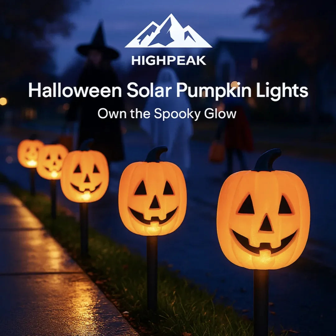 HighPeak Halloween Solar Pumpkin Lights – Waterproof LED Pathway