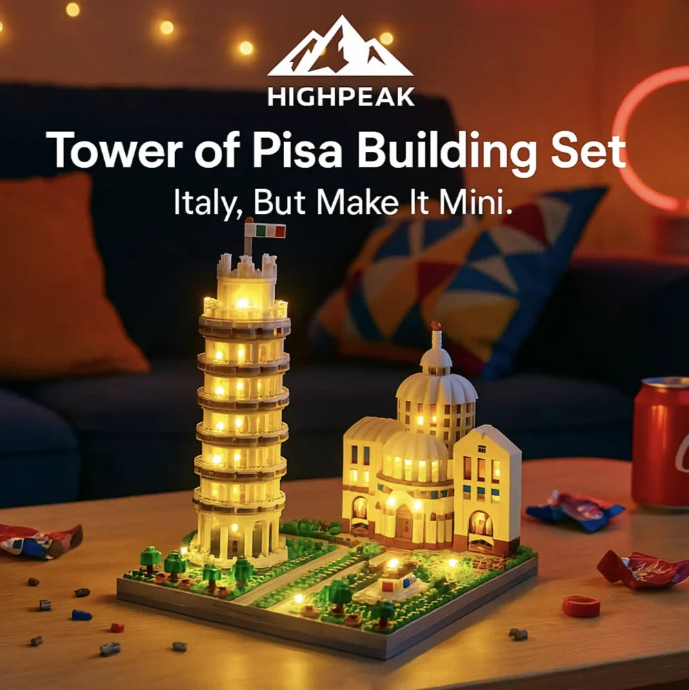 HighPeak LED Pisa Building Set – Light-Up Tower Blocks for All Ages
